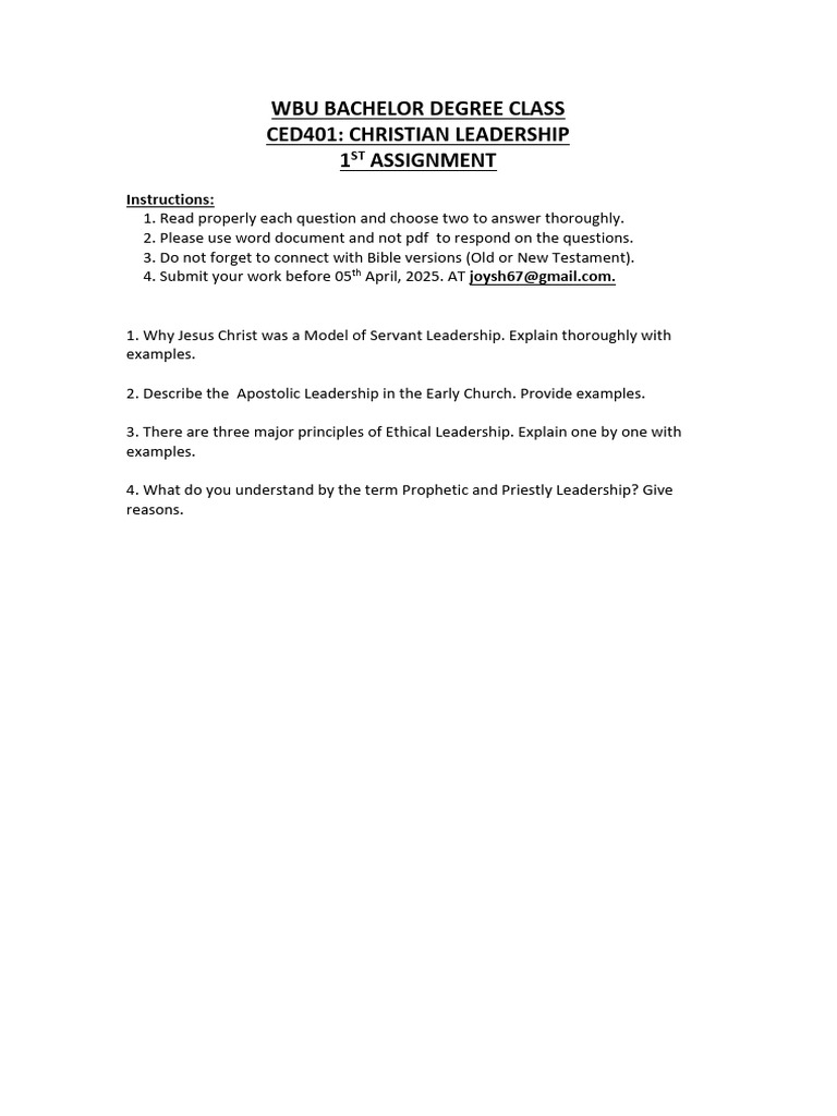 1st - Assignment - Wbu Bachelor Degree Class | PDF
