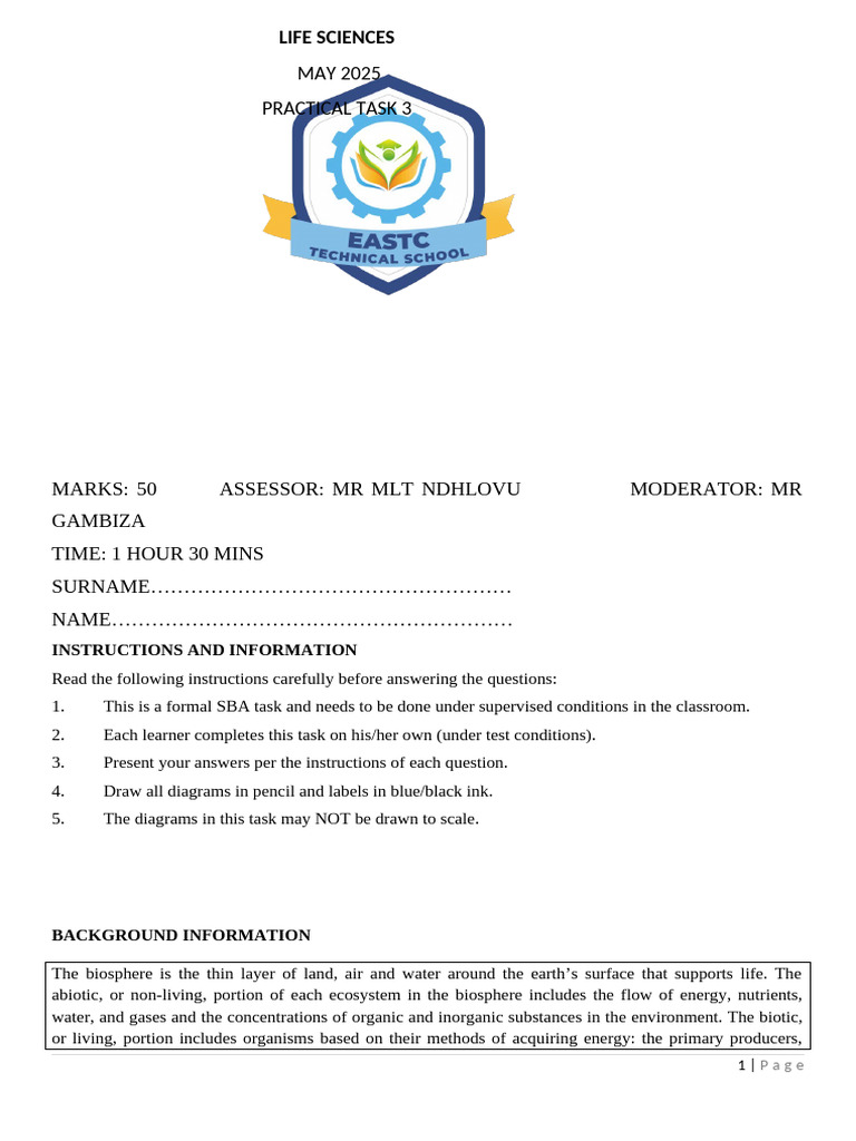 2022 GR 10 Term 3 Biomes-Enviro Practical | PDF | Ecosystem | Nature