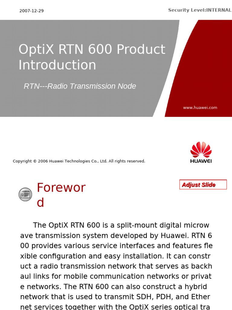 Optix RTN 600 Product Introduction | PDF | Cable Television | Network ...
