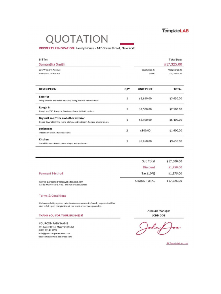 Quotation (Sample) | PDF