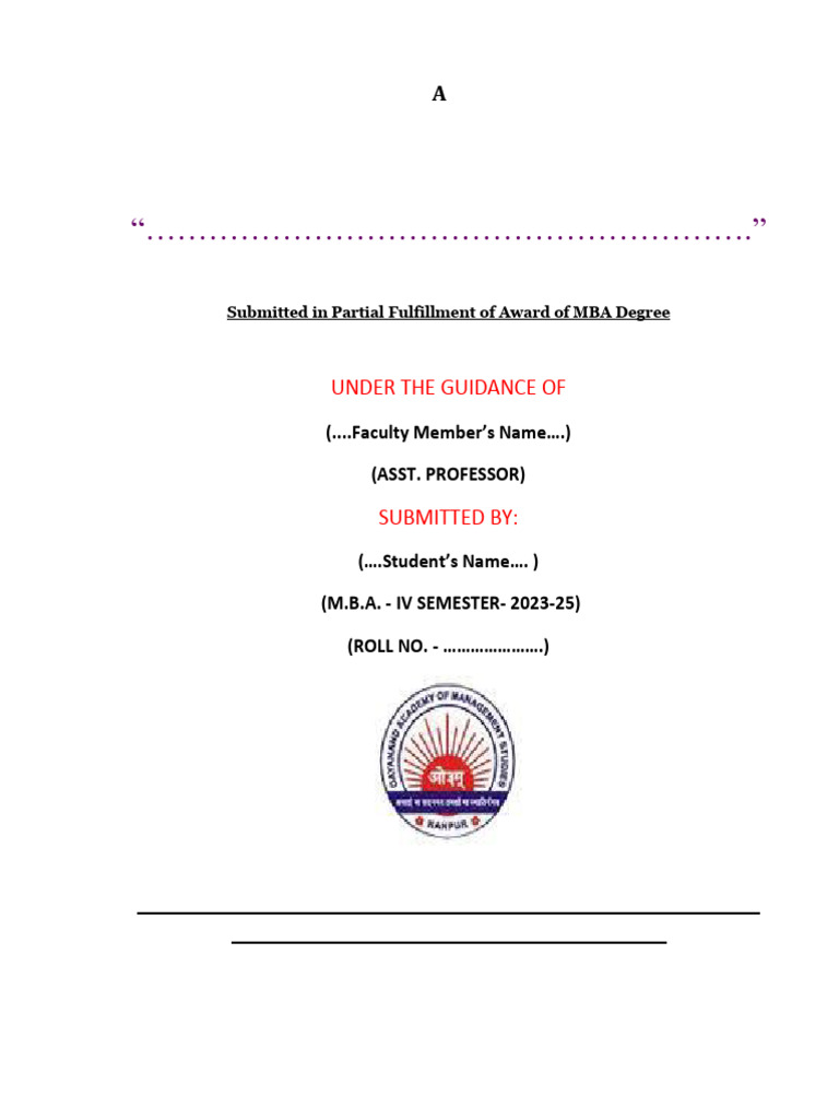 MBA Research Project Report Guidelines | PDF | Psychology