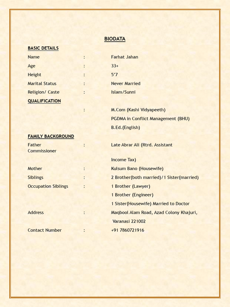 Biodata Farhat | PDF