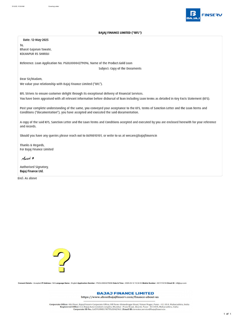 Date: 12-May-2025: Bajaj Finance Limited ("BFL") | PDF | Insurance | Loans