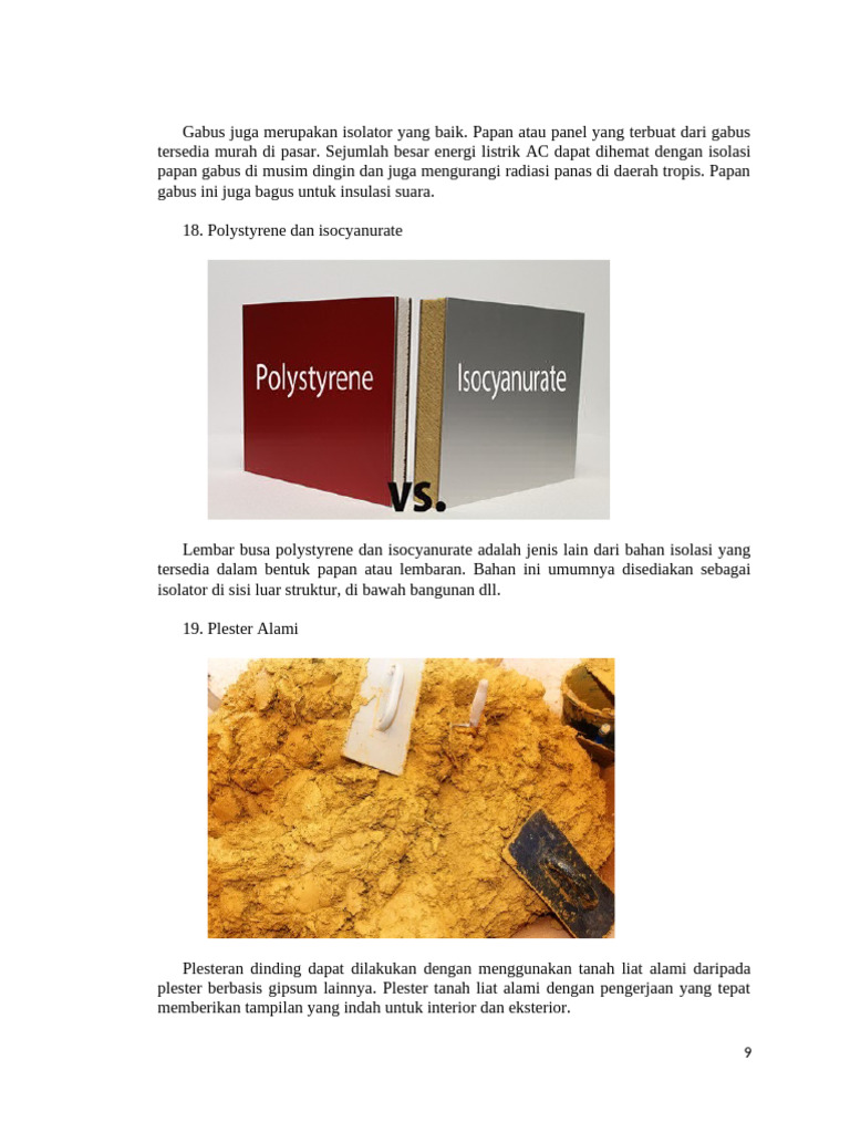 Isolasi Efisien: Gabus, Polystyrene, dan Plester | PDF