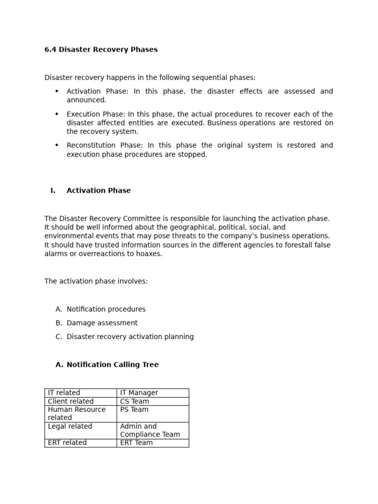 6.4 Disaster Recovery Phases | PDF