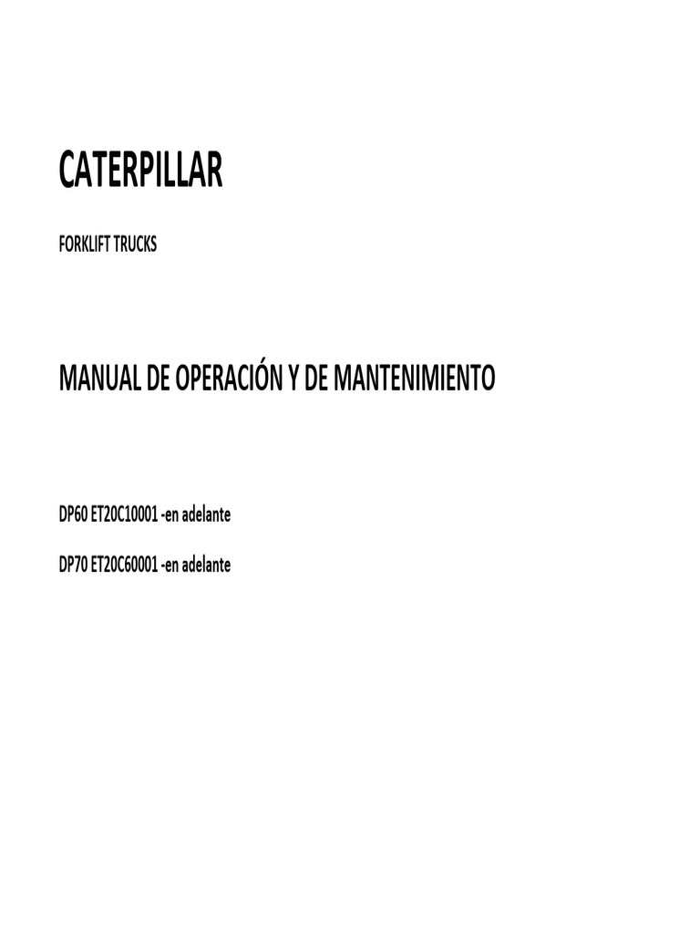 Manual Operario DP60 - 70 Cat | PDF | Vehículos | Partes de vehículo