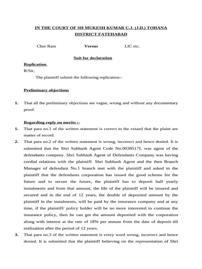 replication in chur ram case | PDF | Insurance | Banks