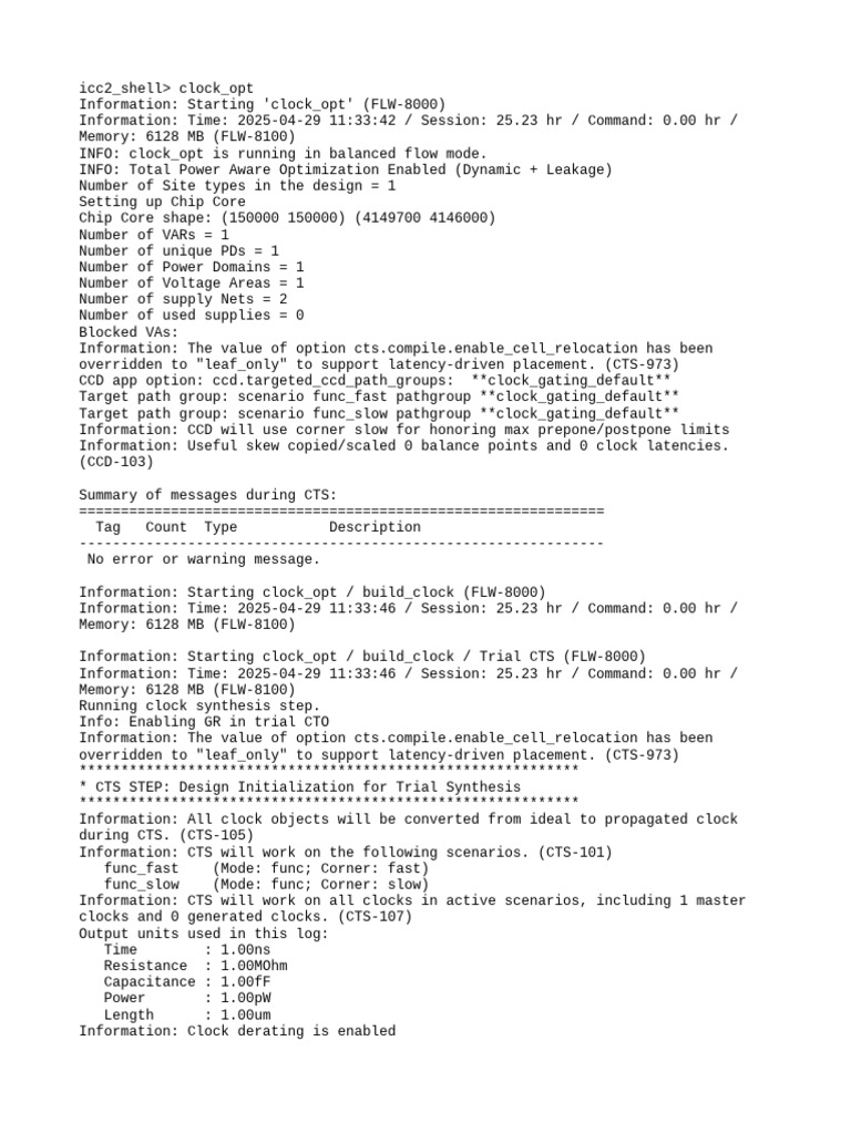 icc2_shell clock_opt | PDF | Computer Engineering | Computing