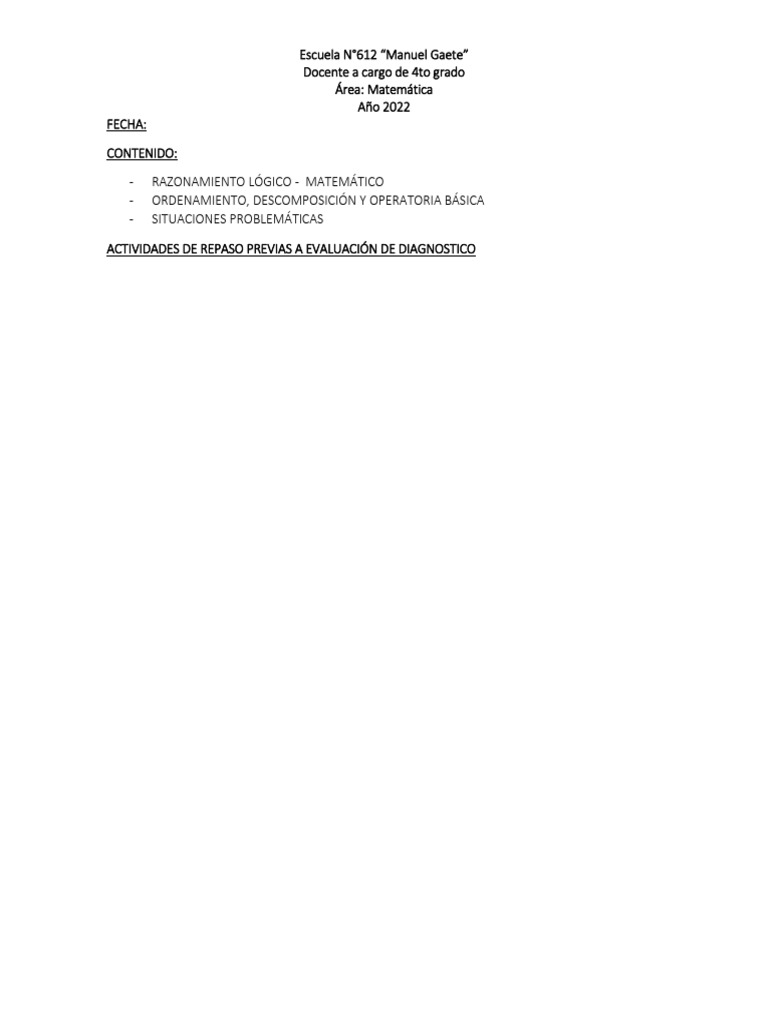 Secuencia de Diagnostico Matem 6 | PDF