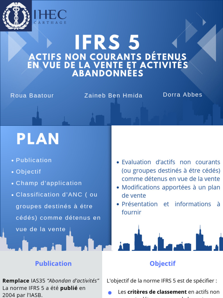 IFRS 5 : Actifs Non Courants et Vente | PDF | Normes internationales d ...