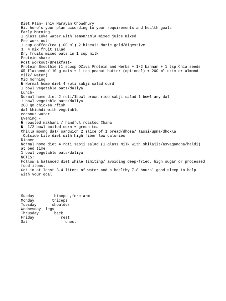 Diet Plan | PDF