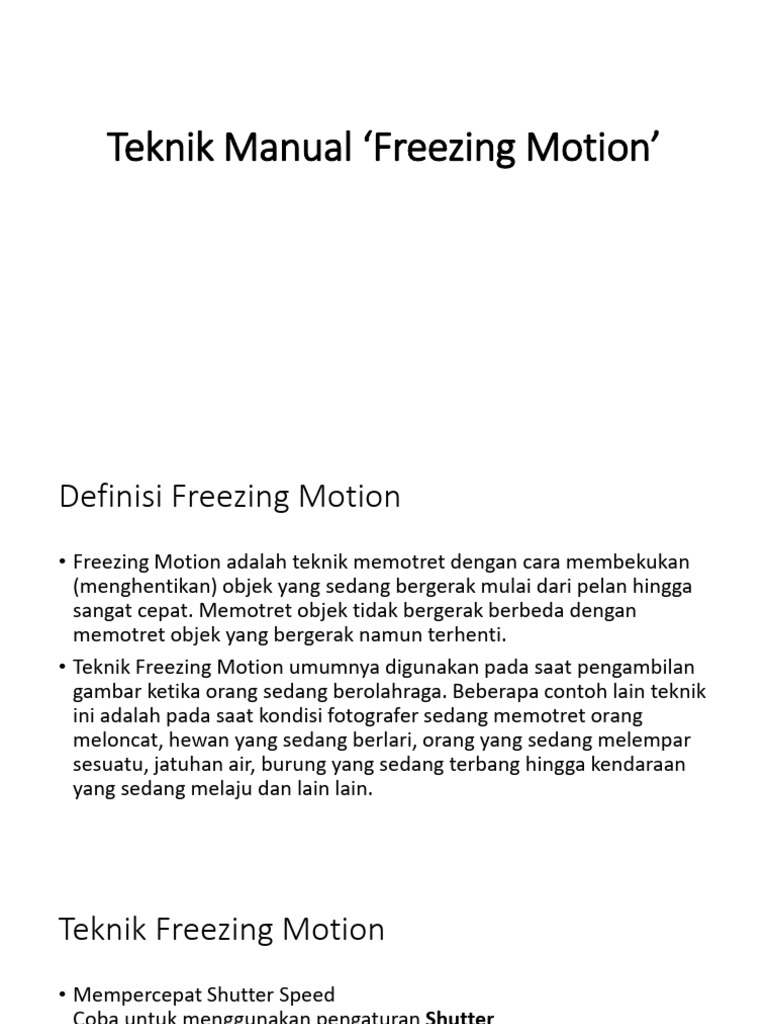 Teknik Manual Freezing Motion' | PDF