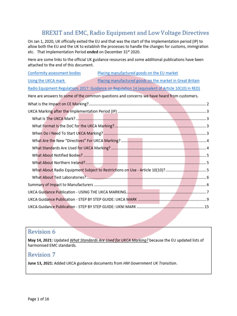 BREXIT and EMC RED and LVD FAQ Version 7 | PDF | Electromagnetic Compatibility