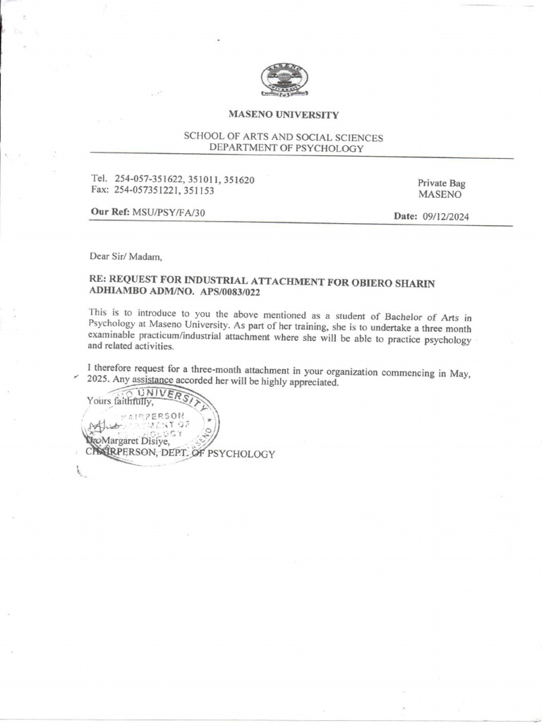Obiero Sharin Attachment Docs | PDF