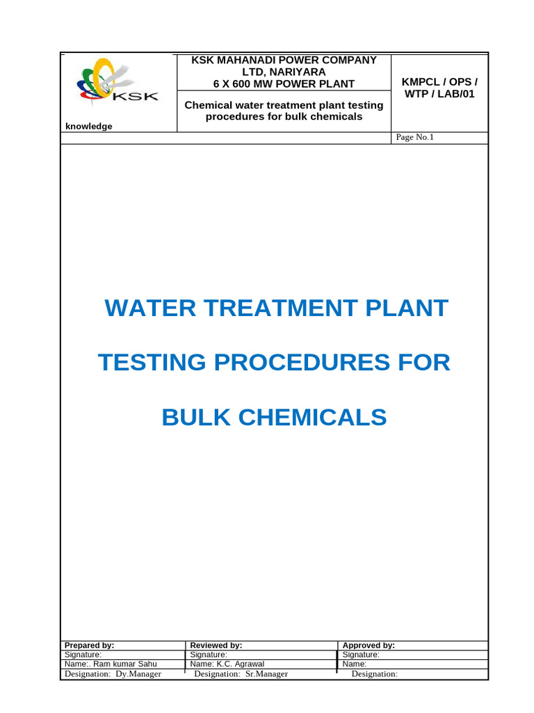 SOP OF BULK CHEMICALS Testing t-r1 | PDF | Sodium Hydroxide | Chlorine