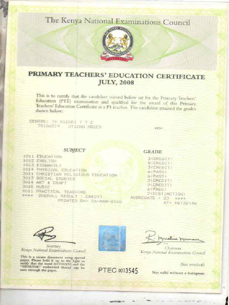 P1 Certificate | PDF