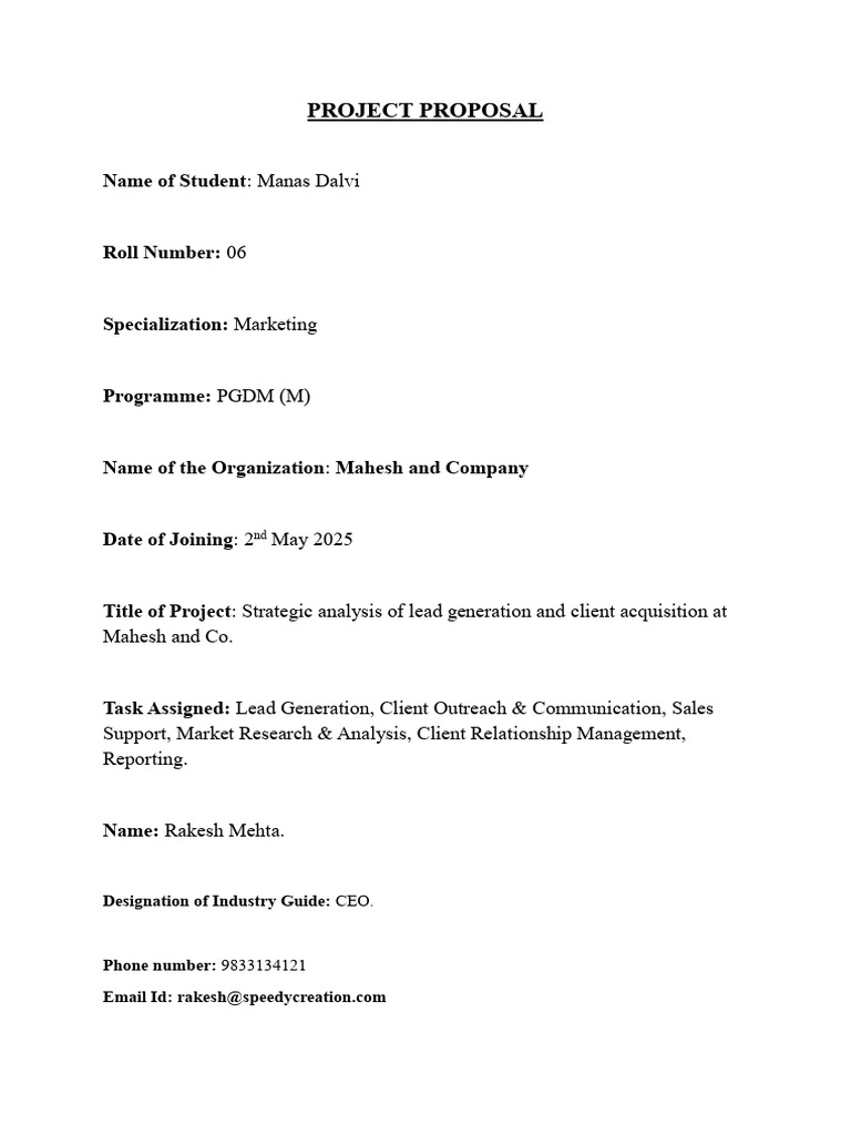 Sip Project Proposal Manas | PDF