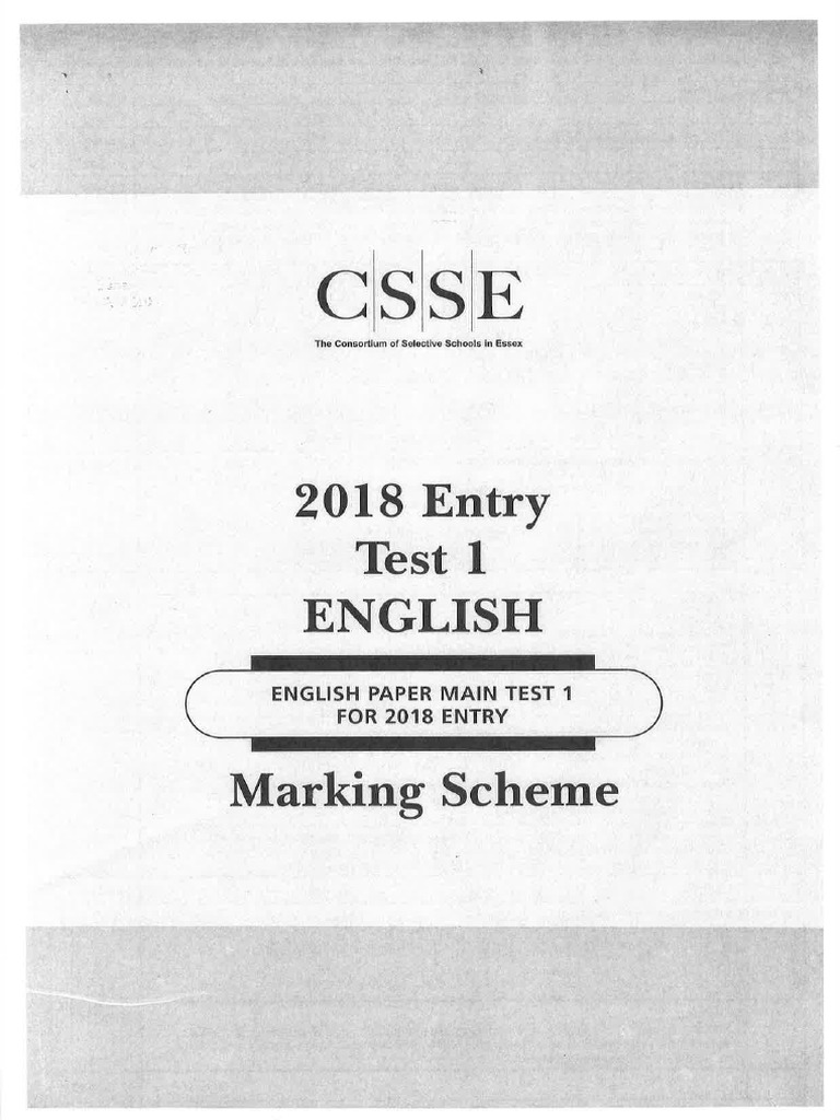 EP CSSE 11 Plus English Paper 2018 Marking Scheme | PDF