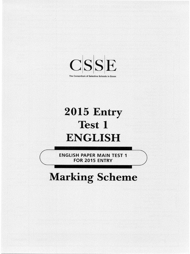 CSSE 11 Plus English 2015 Mark Scheme | PDF