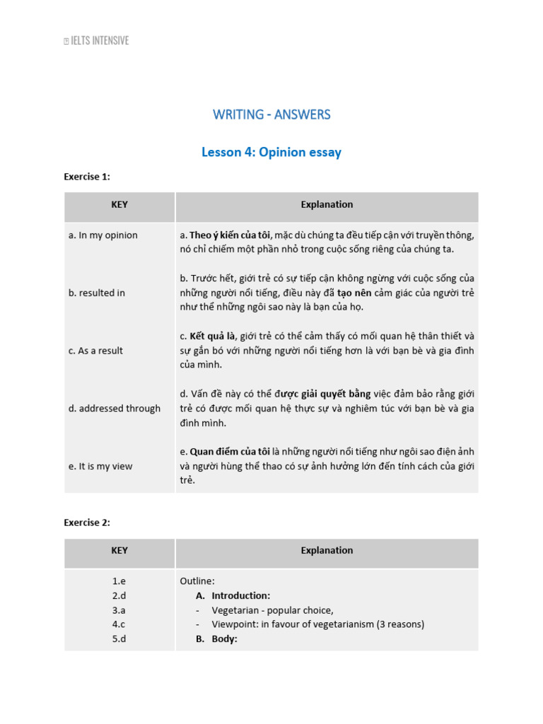 KEY - Writing 4 | PDF