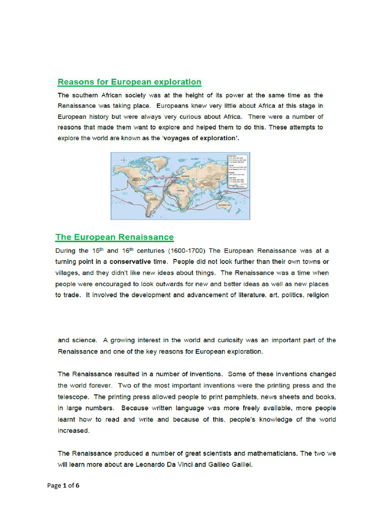 Grade 6 Social Sciences History Notes | PDF