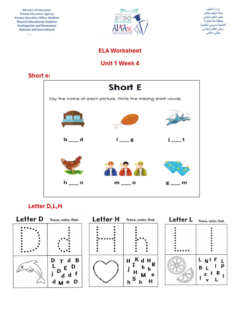 ELA Worksheet Unit 1 Week 4 | PDF