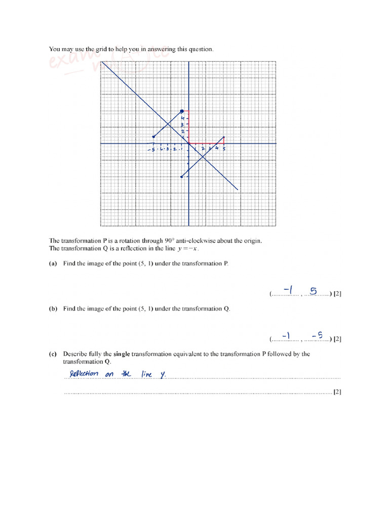 Chapter 8 Transformations and Vectors Past Paper Questions | PDF