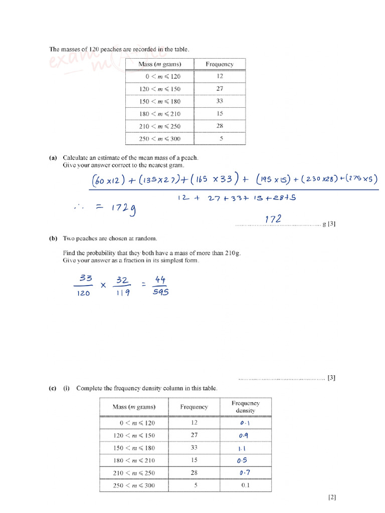 Chapter 10 Statistics Past Paper Questions | PDF