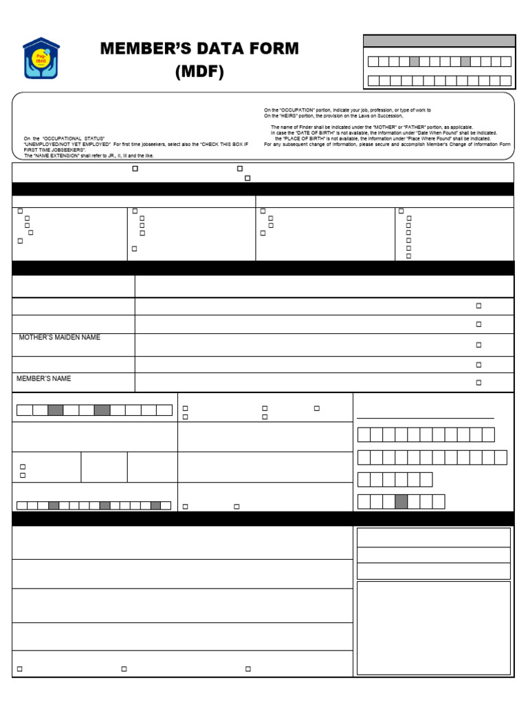 Pag-IBIG Member's Data Form (MDF) | PDF