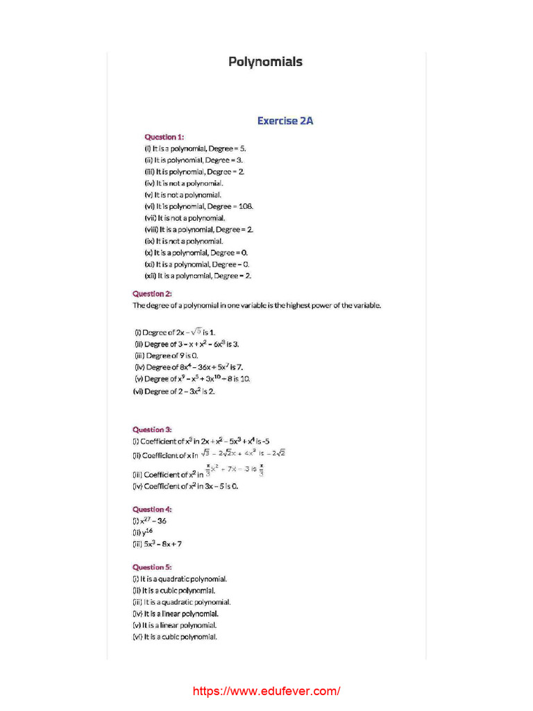 Chapter 2 Polynomials | PDF