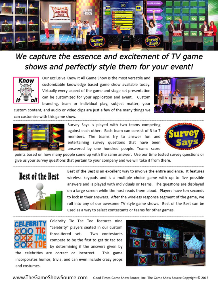 The Game Show Source Catalog of Services | PDF