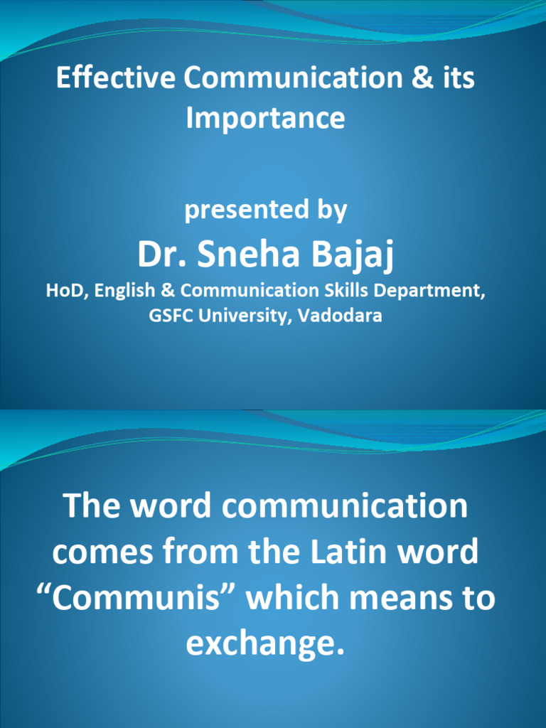 Effective Communication & Its Importance | PDF | Communication ...