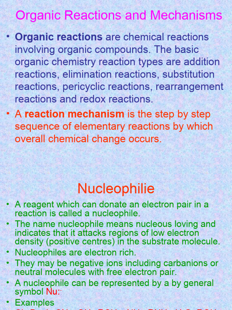 Organic Reactions and Mechanisms Explained | PDF | Chemical Reactions ...