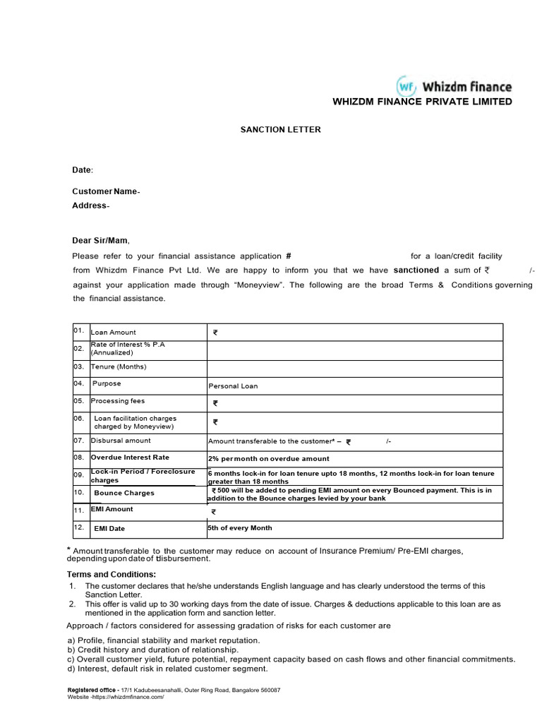 Loan Sanction-Letter With kfs9181686473366285973 | PDF | Loans | Interest