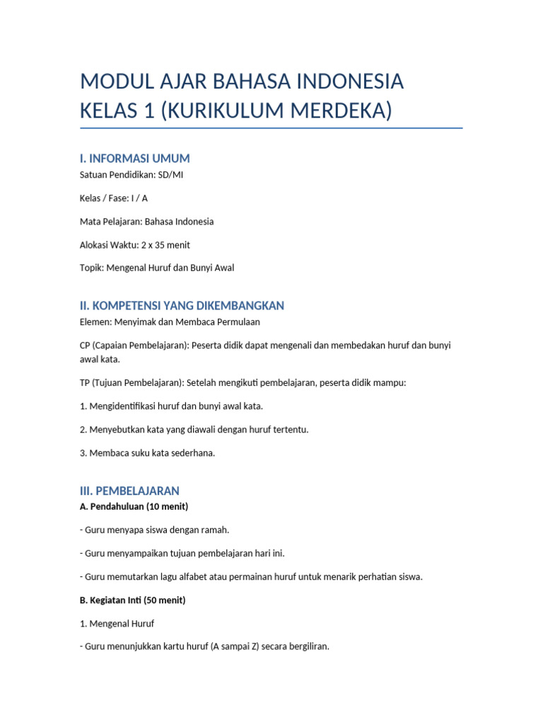 Pembelajaran Huruf dan Bunyi Awal | PDF