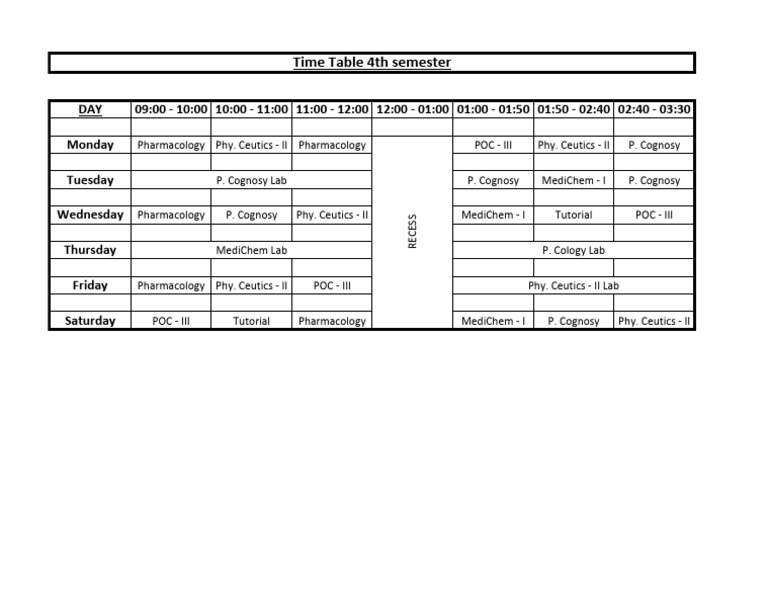 Time Table (4th) | PDF
