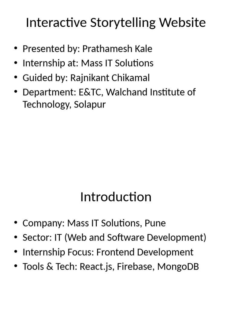 Interactive Storytelling Project Presentation | PDF