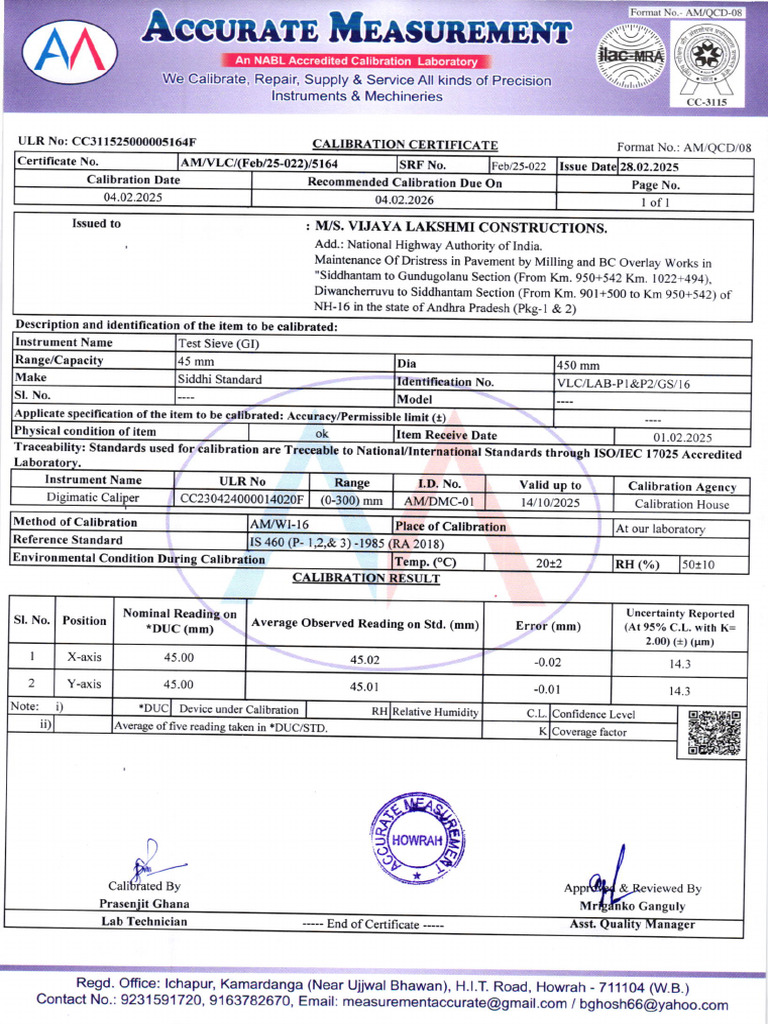 Lab Equipment Calibration Reports (2025) | PDF | Calibration | Metrology