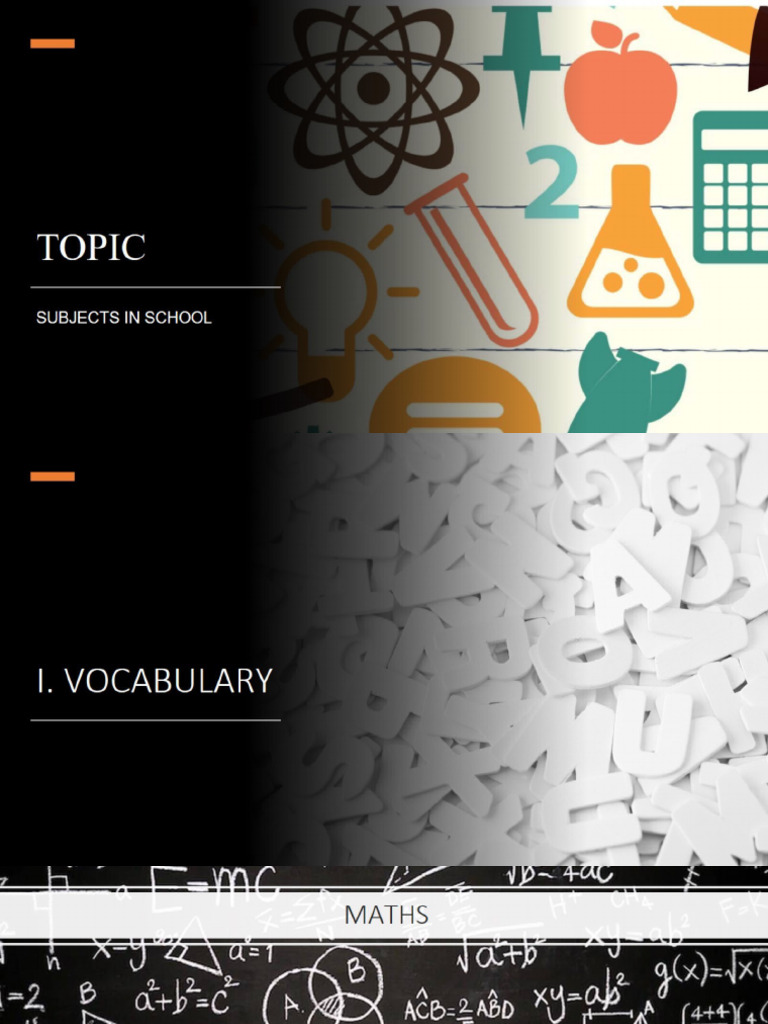 Topic Subjects in School | PDF