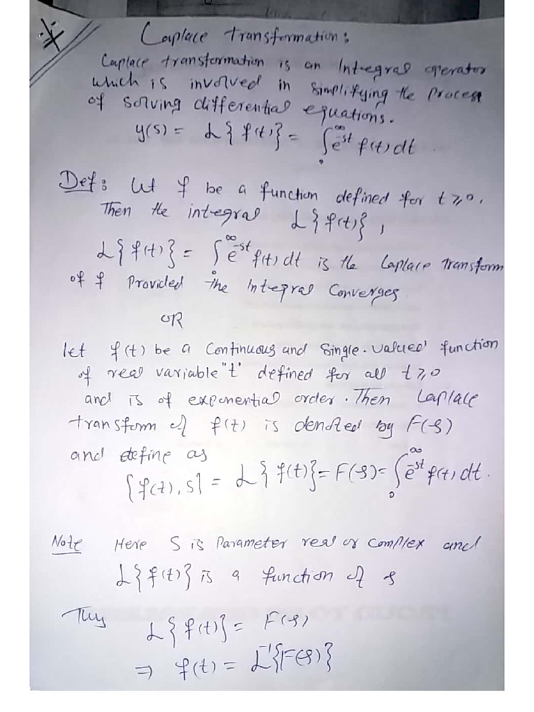 Laplace Transform And Inverse Pdf