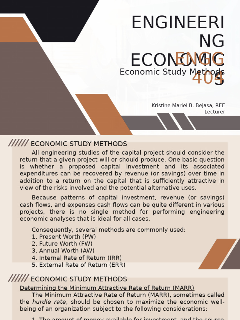 ENGG 404 Economic Study Methods | PDF | Internal Rate Of Return | Interest