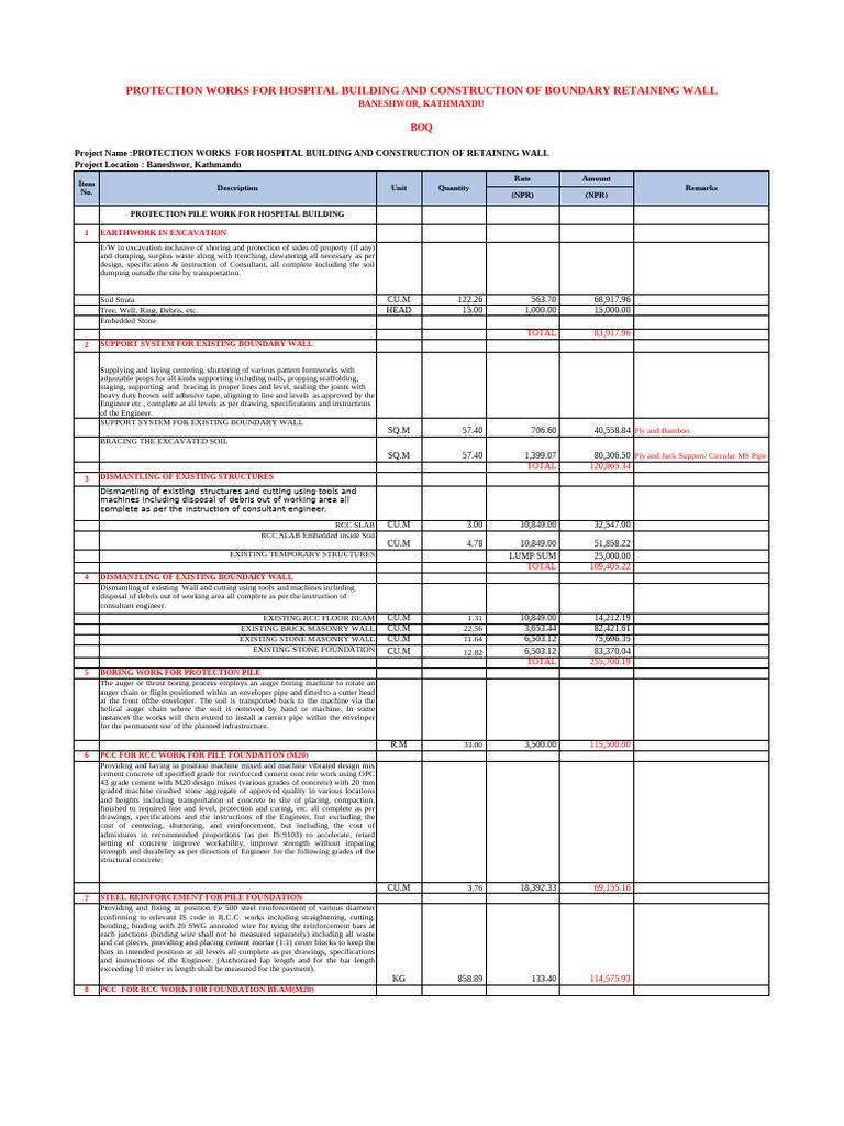 After Bbs July 8 2024 Protection Pile Boq | PDF | Concrete | Deep ...