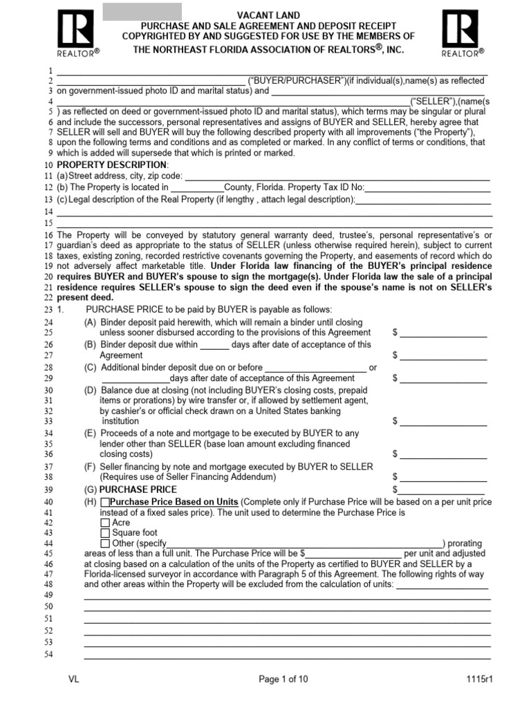 vacant-land-purchase-agreement | PDF | Title Insurance | Indemnity