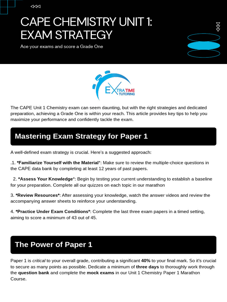 CAPE Chemistry Unit 1 Exam Strategies | PDF