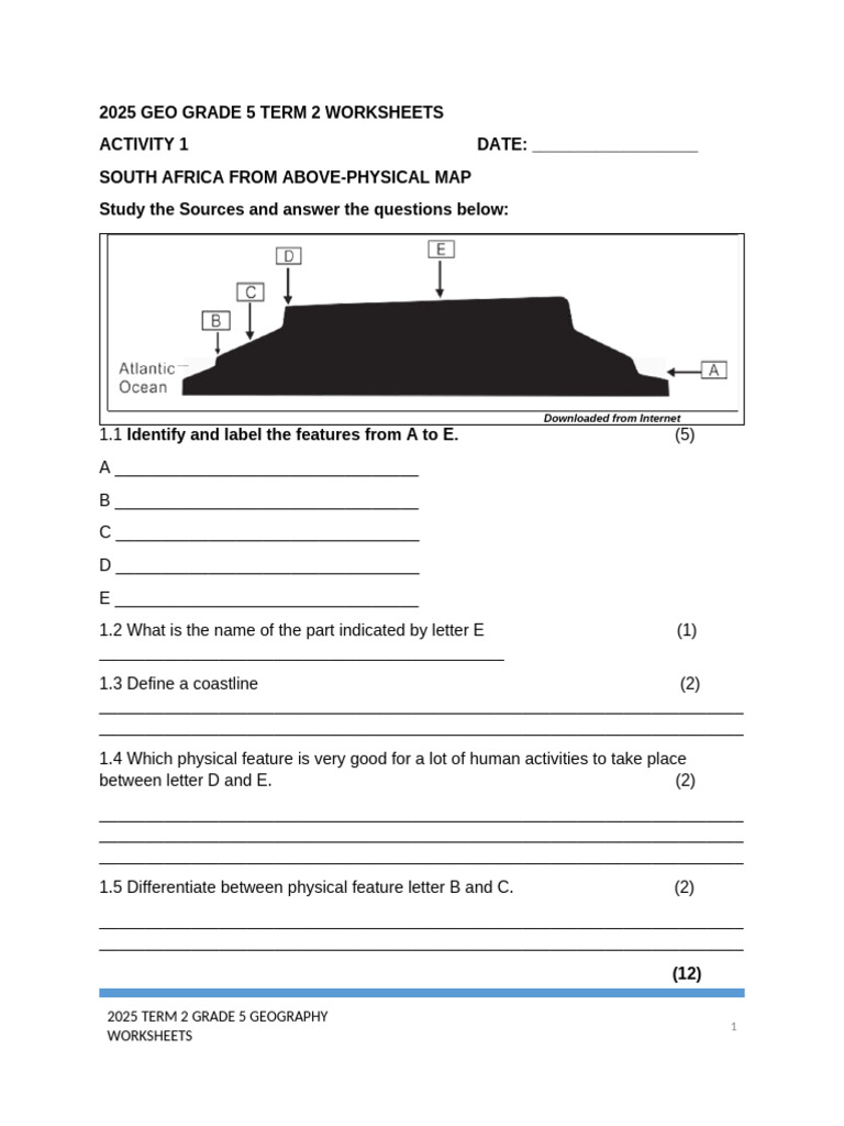 Grade 5 Geography Term 2 Worksheets | PDF | Hydrology | Physical Geography