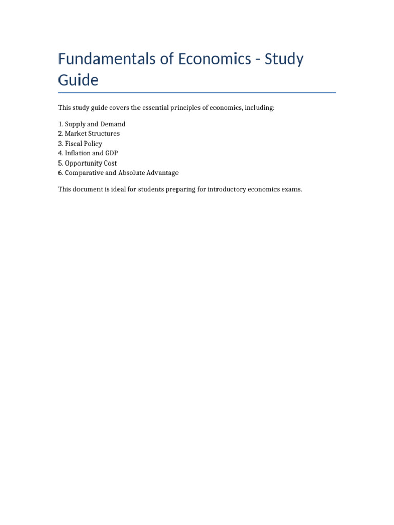 Economics Study Guide | PDF