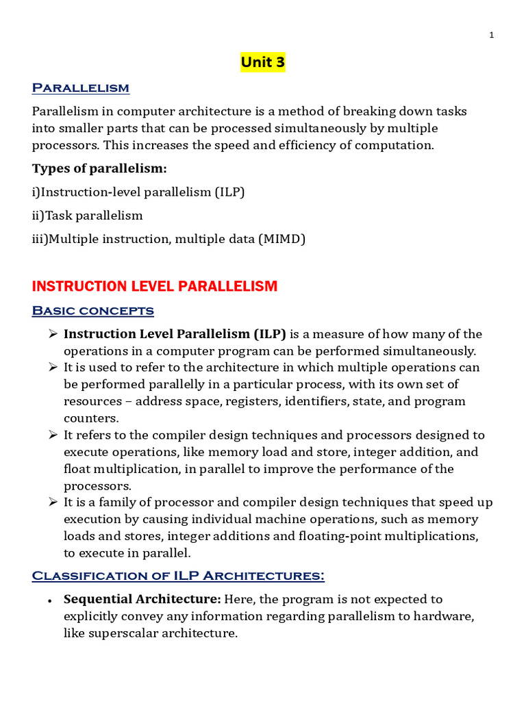 Computer Architecture Unit 3 | PDF | Central Processing Unit | Parallel Computing