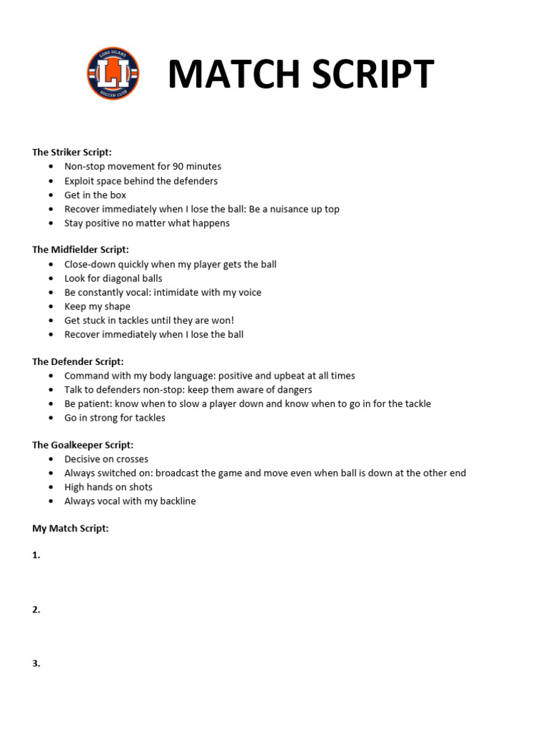 LISC Match Script | PDF