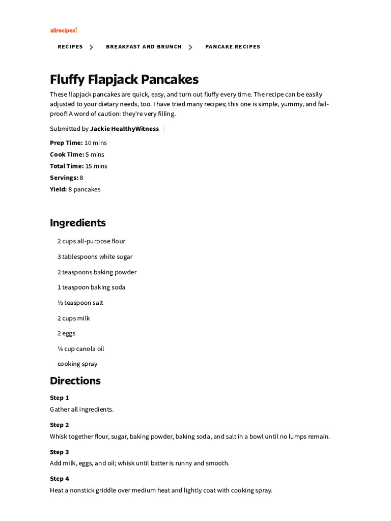 Recipe 260542 Fluffy-Flapjack-Pancakes Print | PDF