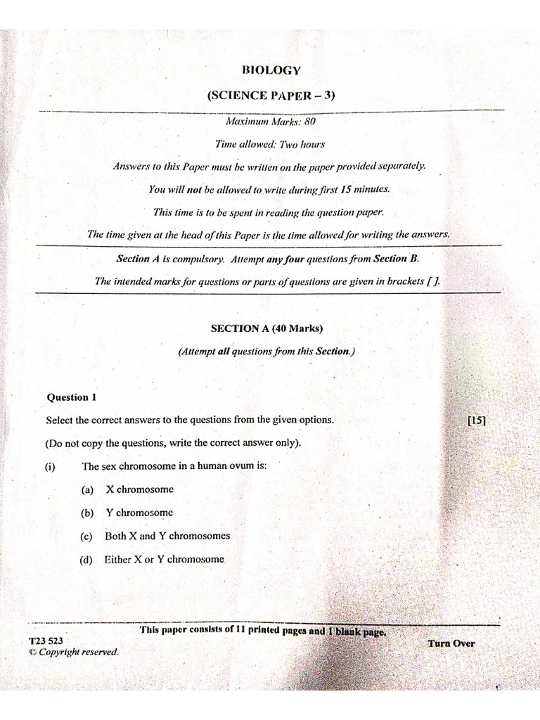 Icse Class 10 Bio Prelims Paper | PDF